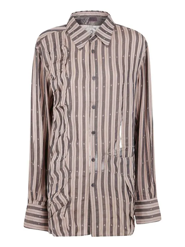 ZIGGY CHEN Striped Wave-shaped Shirt - Multi
