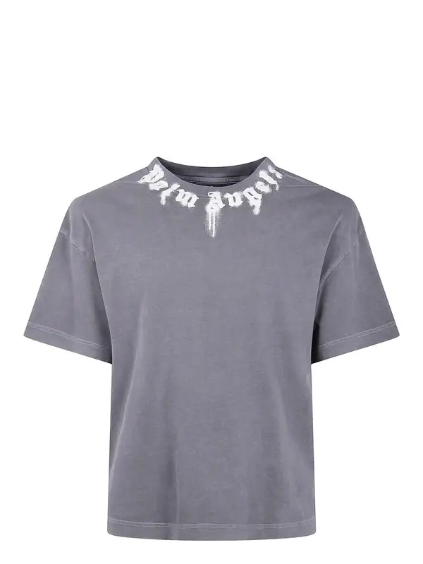 Palm Angels Neck Logo Regular" Short Sleeves T-shirt - Gray