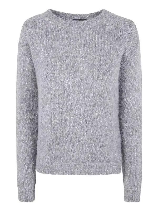 ANNECLAIRE Cotton Blend Crewneck Sweater - Gray