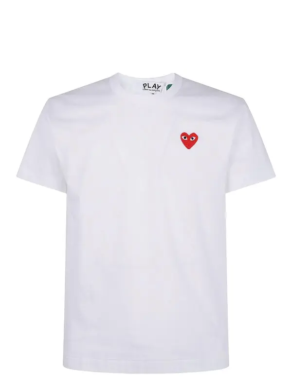 Play Comme Des Garcon Red Emblem Heart T-shirt - White