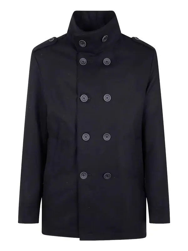Herno Military Short Pea Coat - Black
