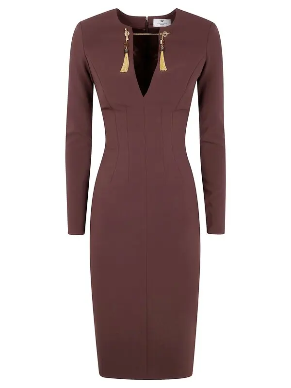 Elisabetta Franchi Midi Fit Dress - Brown