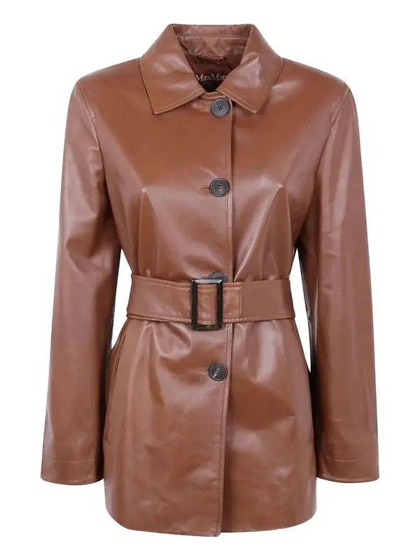 Max Mara Leather 'tolmin' Jacket - Brown