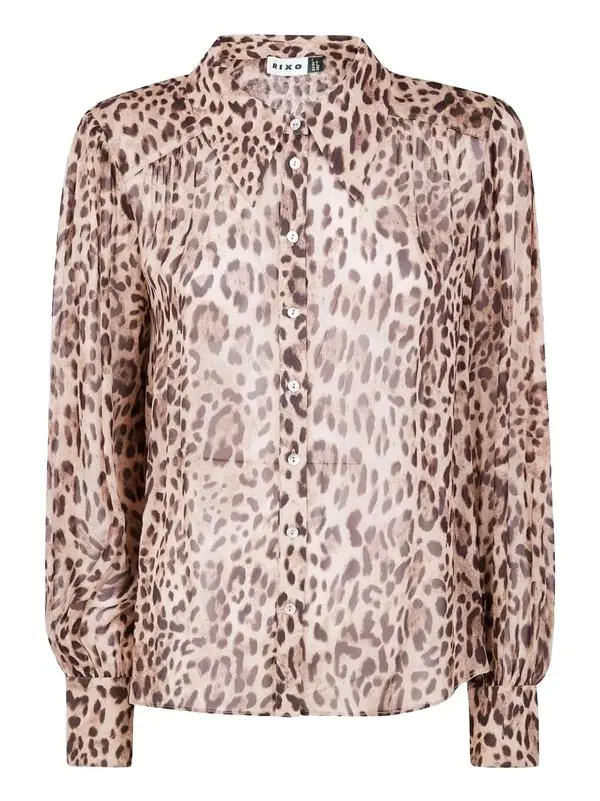 Rixo Blake Leopard Print Shirt - Brown