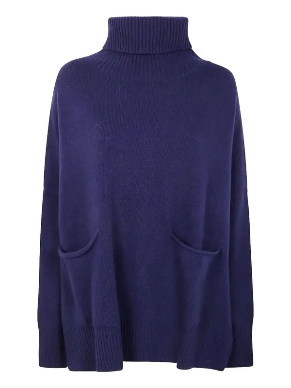 MA`RY`YA Poncho High Neck Mix Cash - Blue