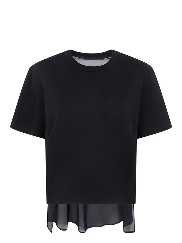 Sacai Nylon Twill Mix Cotton Jersey T-shirt - Black