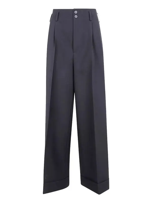 IBRIGU Wide Leg Wool Trousers - Black