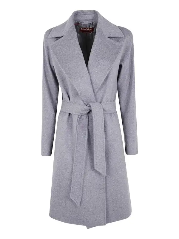 Max Mara Dravenna Belted Virgin Wool Coat - Gray