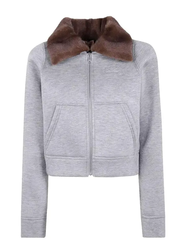 N.21 Sweatshirt With Mink Collar - Gray