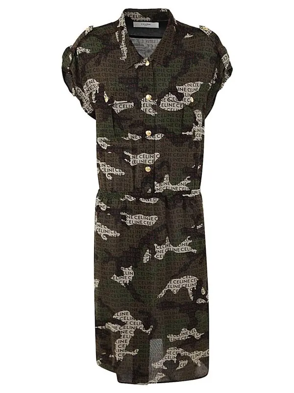 Celine Army Pockets Shirtdress - Multi