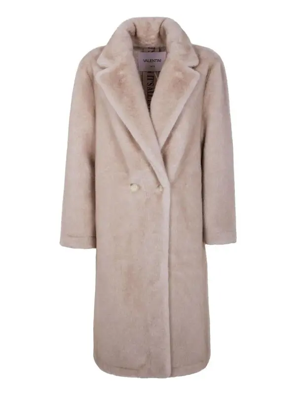 VALENTINI 1972 Eco Mink Midi Faux Fur Coat - Beige