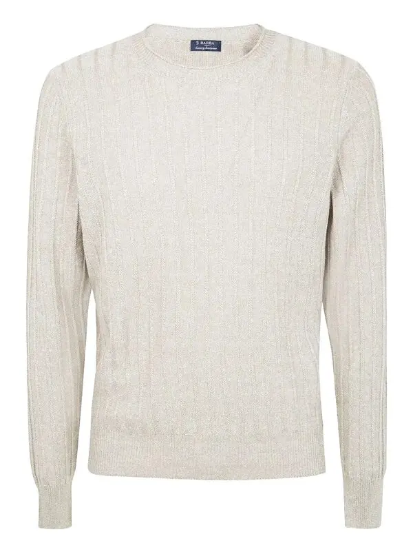 BARBA NAPOLI Long Sleeve Round Neck Sweater - Beige
