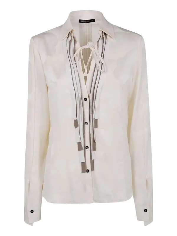 IBRIGU Kimono Silk Shirt With Ruffles - White
