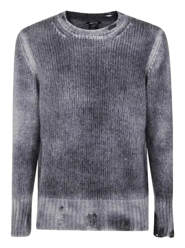 Avant Toi Hand-painted Cashmere-silk Pullover - Gray