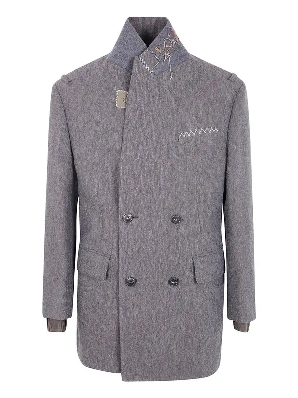 Kolor Jacket 02 Split Double Breast Coat - Gray