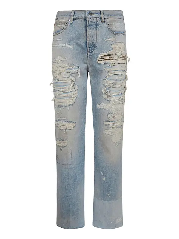 Amiri Repaired Boot Cut Jeans - Blue