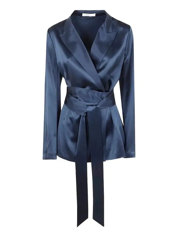 JOSEPH Archer Silk Satin Jacket - Blue