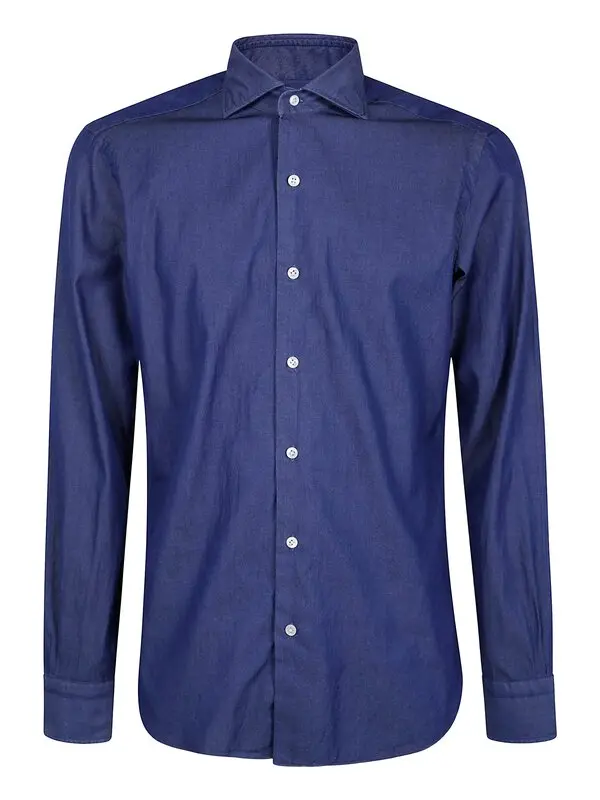 BARBA NAPOLI Dark Denim Shirt - Blue