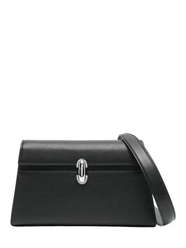 Savette Symmetry Shoulder Bag In Grained Calf Leather - Black