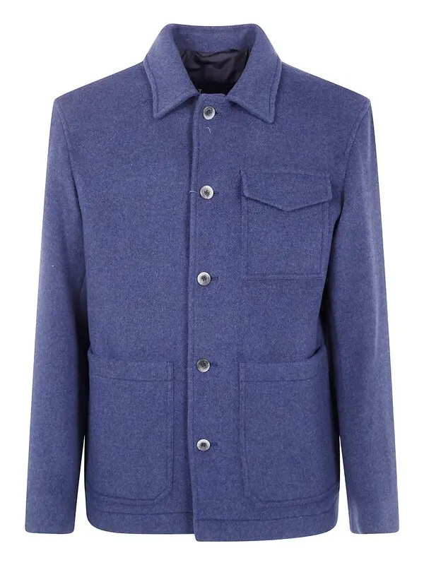 Herno Shirt Neck Field Jacket - Blue