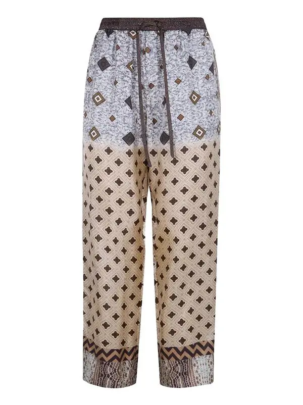 PIERRE-LOUIS MASCIA Printed Silk Trousers - Beige