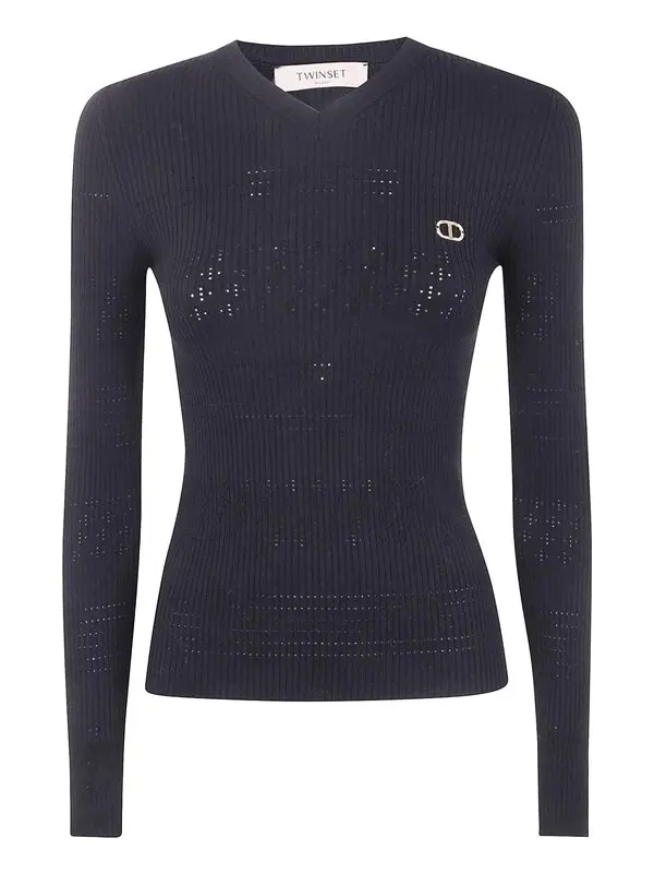 TWINSET Long Sleeve Sweater - Black