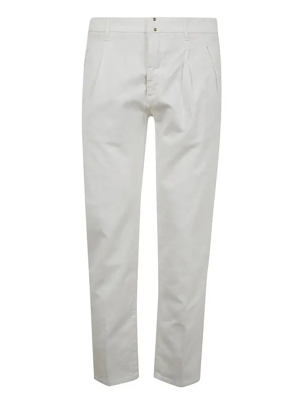 INCOTEX BLUE DIVISION Solid Ppt Stretch Trousers - White