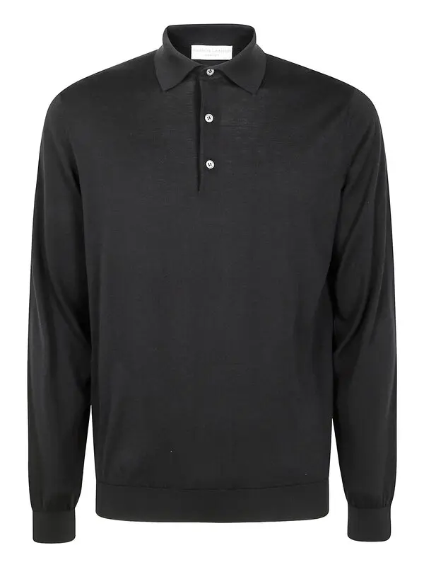 FILIPPO DE LAURENTIIS Long Sleeves Polo Shirt - Black