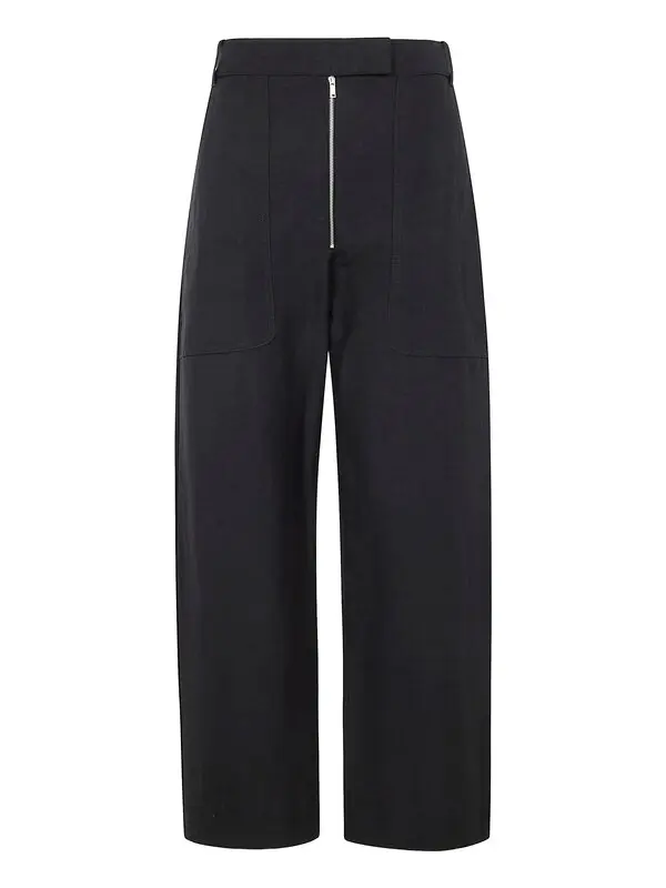 Studio Nicholson Zip Front Wide Leg Pants - Black