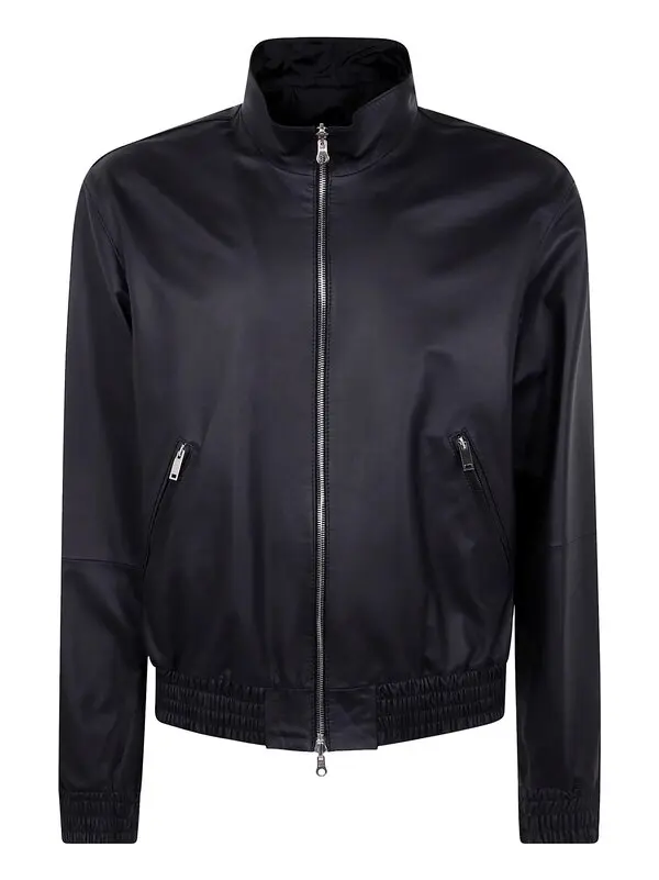 DESA 1972 Leather Reversible Bomber Jacket - Black