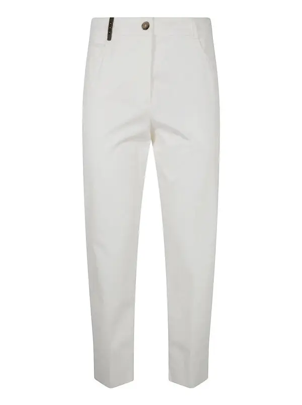 Peserico Light Cotton Satin Stretch Trousers - White