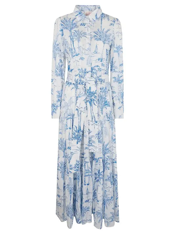 MC2 SAINT BARTH Jensen Long Chemisier Dress - Blue