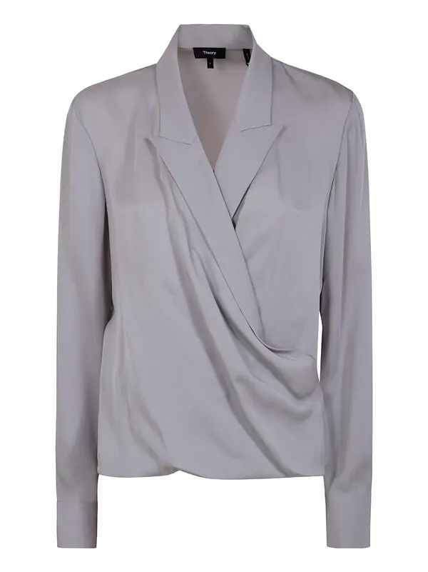 Theory Wrap Blouse - Gray