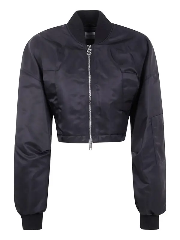 Max Mara Cropped Nylon Bomber Jacket - Black