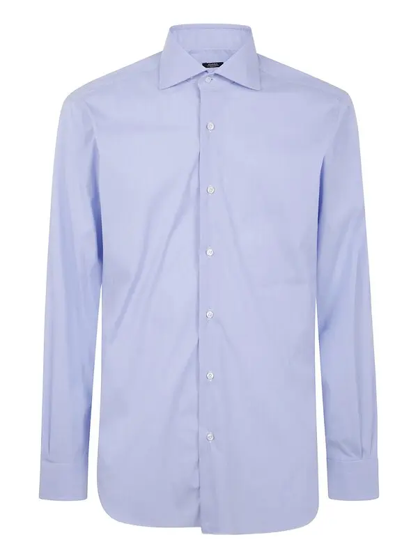 BARBA NAPOLI Popeline Stretch Shirt - Blue