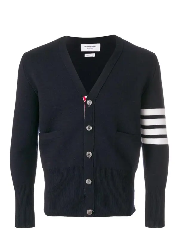 Thom Browne Milano Stitch Merino Wool Cardigan - Blue