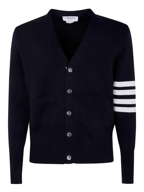 Thom Browne Milano Stitch Merino Wool Cardigan - Blue