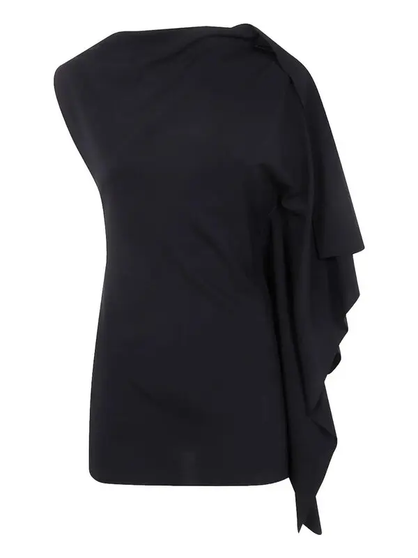 Max Mara Milan Stretch Asymmetrical "fiorella" Top - Black