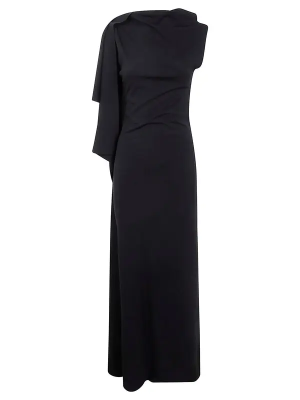 Max Mara Long Asymmetrical 'nicchia' Dress - Black