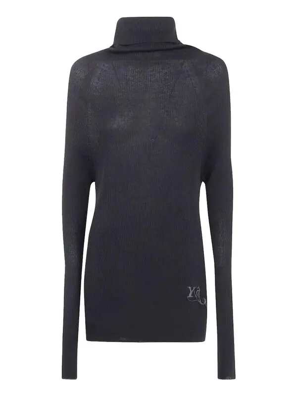Y`S Ribbed Relaxed Fit Sweater - Black