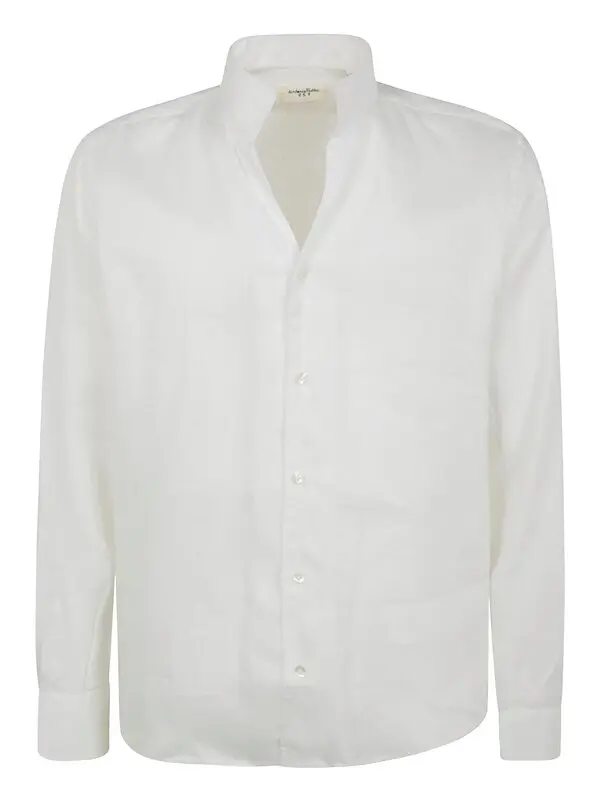 TINTORIA MATTEI 954 Guru High Neck Linen Shirt - White