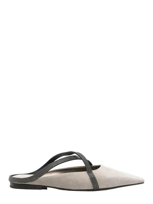 Brunello Cucinelli Flat Square Pointed Ballerinas - Gray