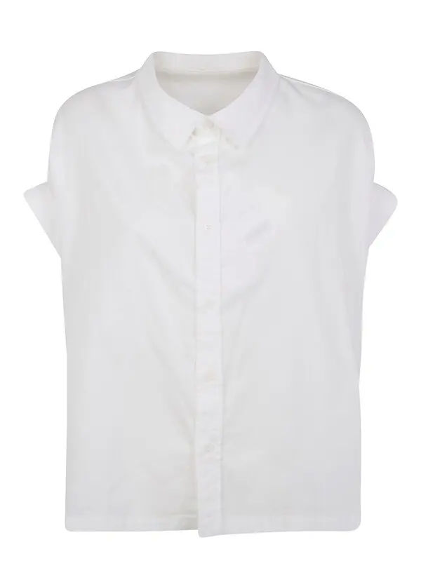 Y`S Short Sleeve Cotton Blouse - White