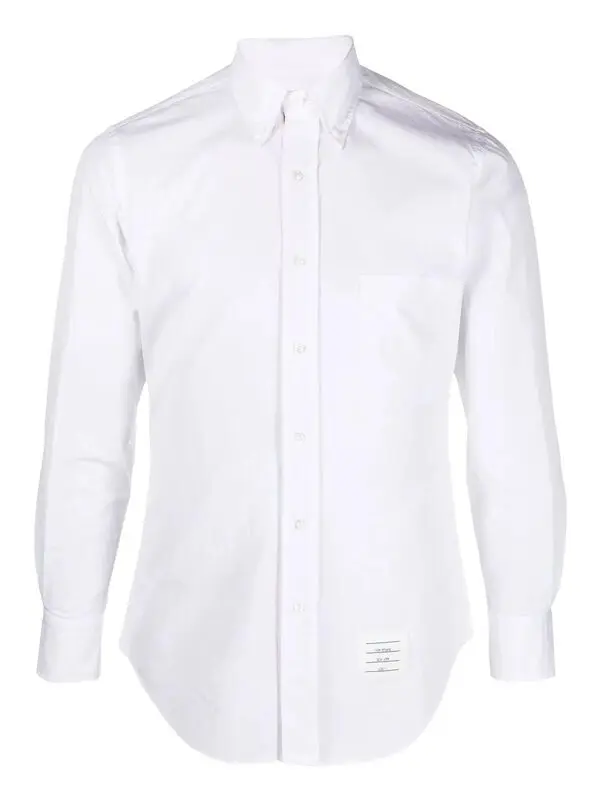 Thom Browne Classic L/s Bd Pc Shirt W/ Cf Gg Placket In Solid Poplin - White