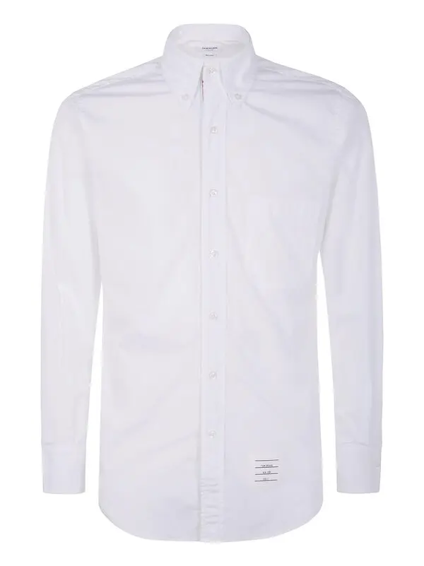 Thom Browne Classic L/s Bd Pc Shirt W/ Cf Gg Placket In Solid Poplin - White