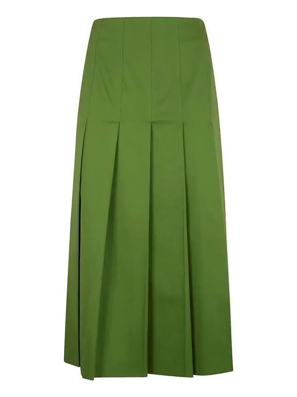 DRHOPE Pleated Cotton Twill Skirt - Green