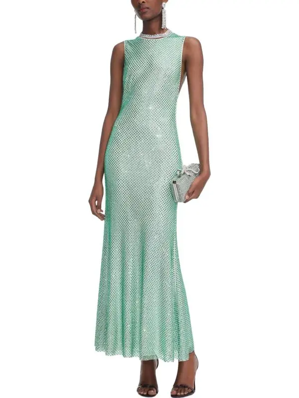 SELF-PORTRAIT Mesh Midi Dress - Green