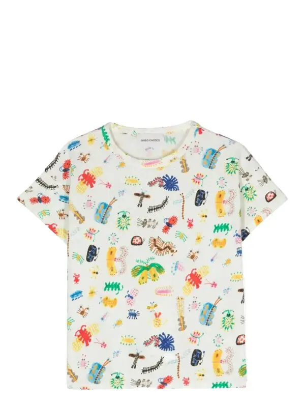 BOBO CHOSES Printed Organic Cotton T-shirt - White