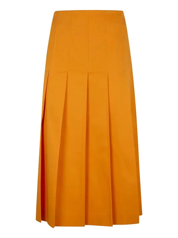 DRHOPE Pleated Cotton Twill Skirt - Yellow