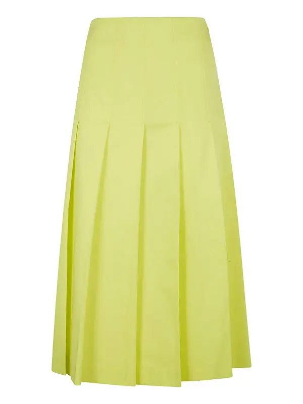 DRHOPE Pleated Cotton Twill Skirt - Yellow